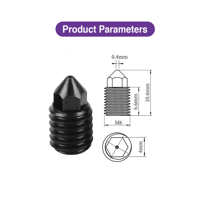 Hardened Steel Nozzle for Bambu Lab X1 / X1C / P1P / P1S - (0.2 to 1.0 ...